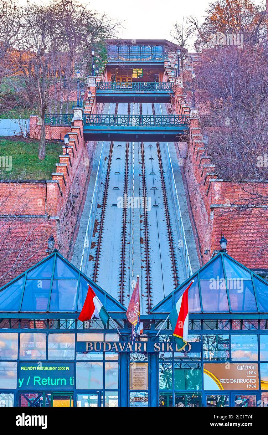 Budapest castle hill funicular budavari siklo railway hi-res stock ...