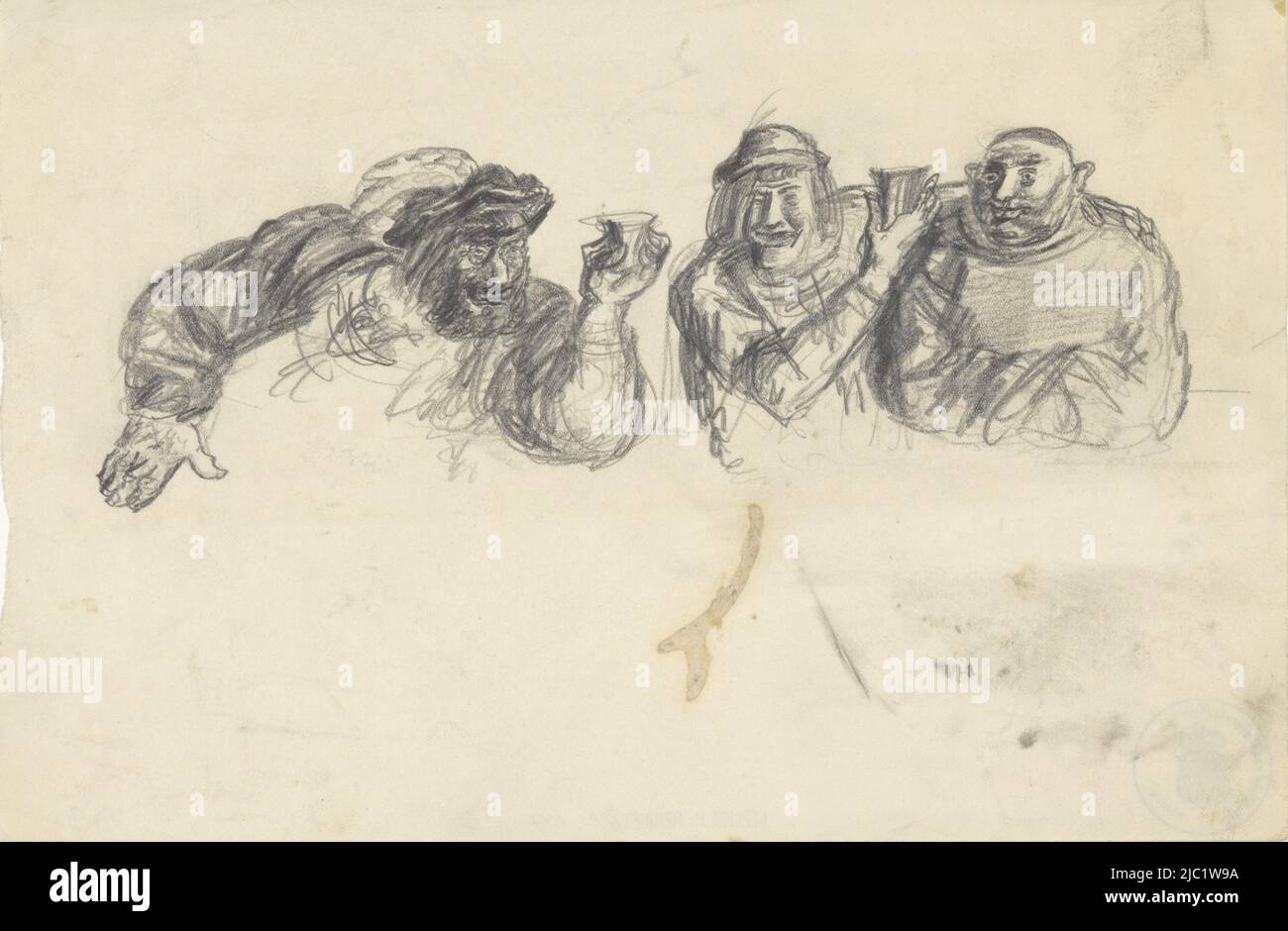Three men half their lives with a glass in their hand, Drinking at the ...