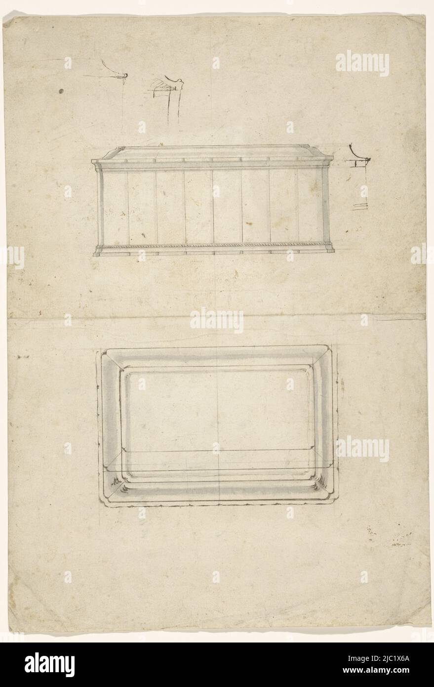 Design for a rectangular lid box with swiveled corners and sides with a ...