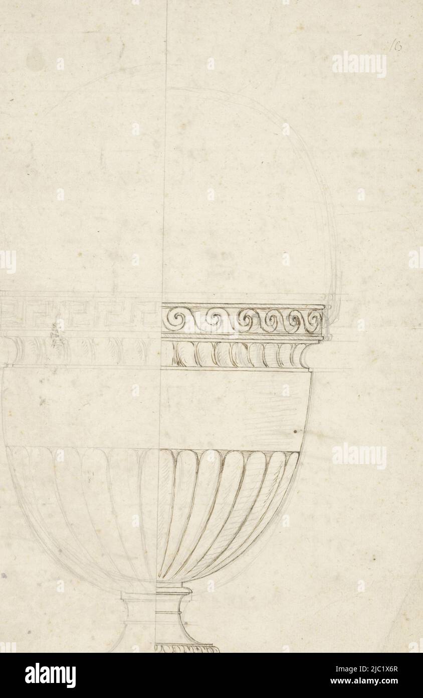 Design for a holy water tank, the right half more elaborate, and with ...