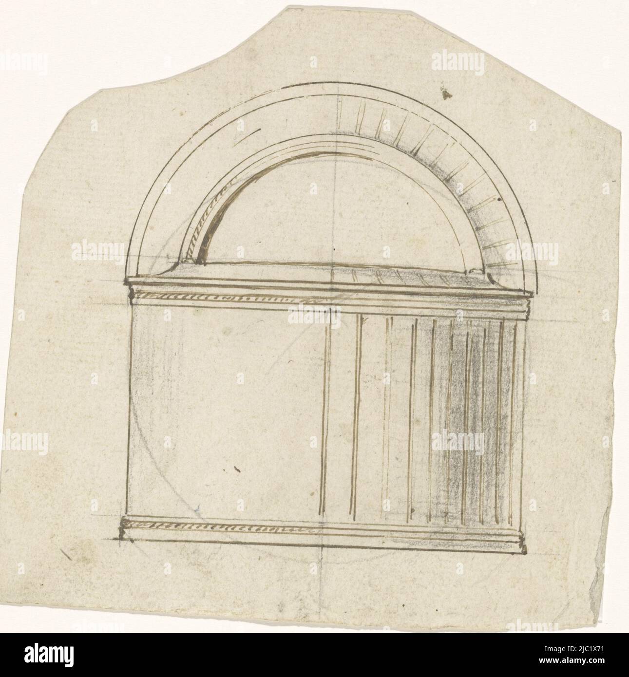 Design for a round lid box with half view of the lid and cross-section ...