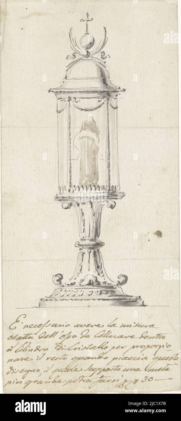 Design for a cylindrical reliquary containing a bone, Design for a ...