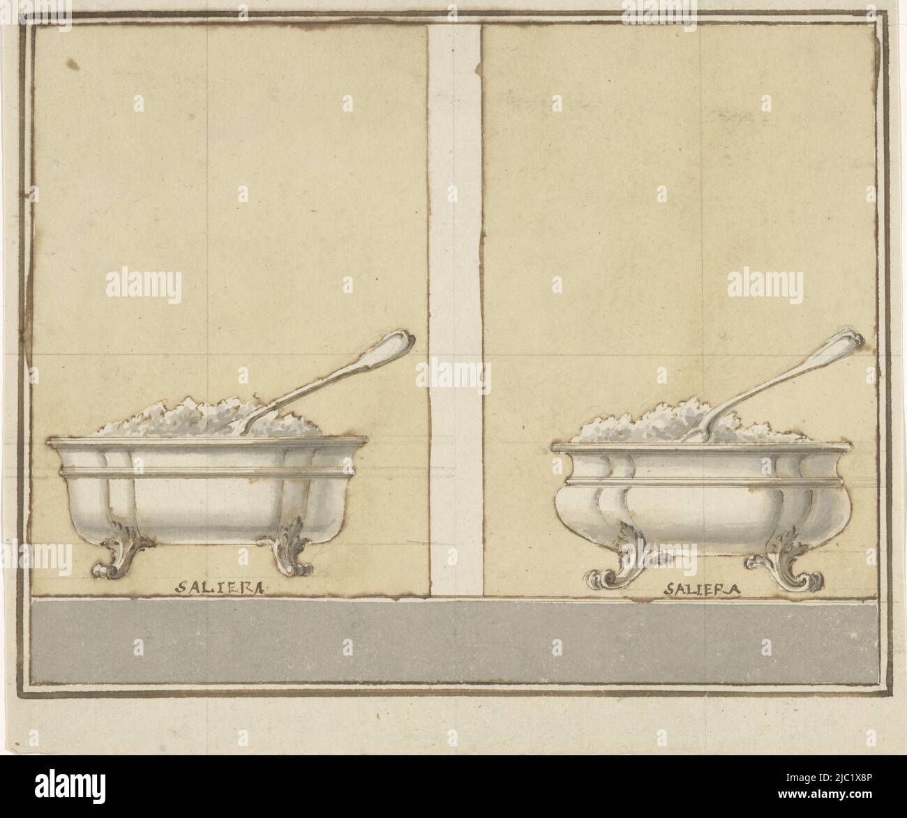 Two designs for salt barrels, draughtsman: Luigi Valadier, Rome, c ...