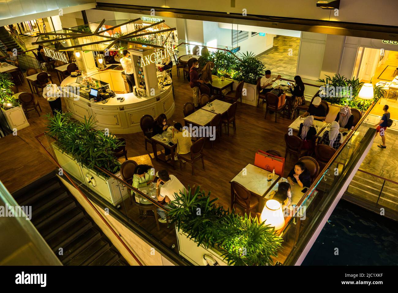 Angelina restaurant at Shoppes of Marina Bay Sands, Singapore Stock ...
