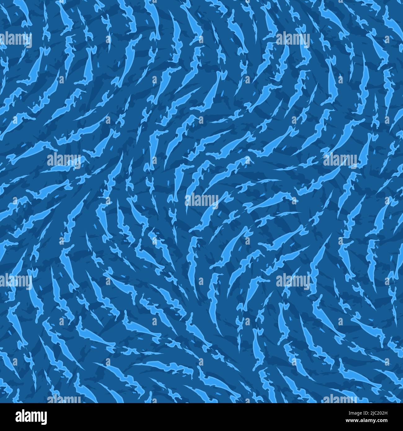 Blue seamless vector pattern of torn stripes in the form of waves ...