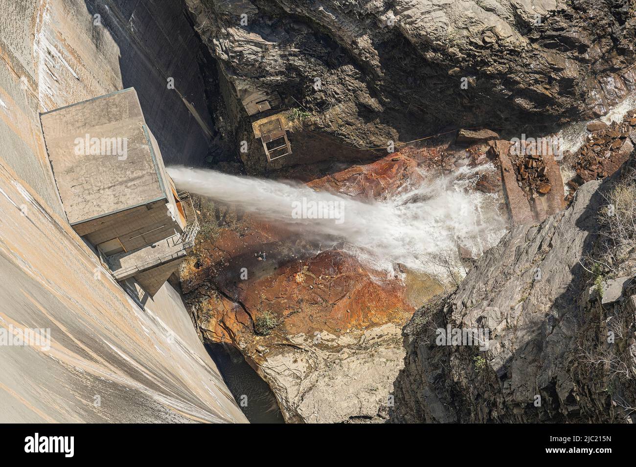 Water outflow at the dam in the Verzasca Valley, Canton Ticino ...