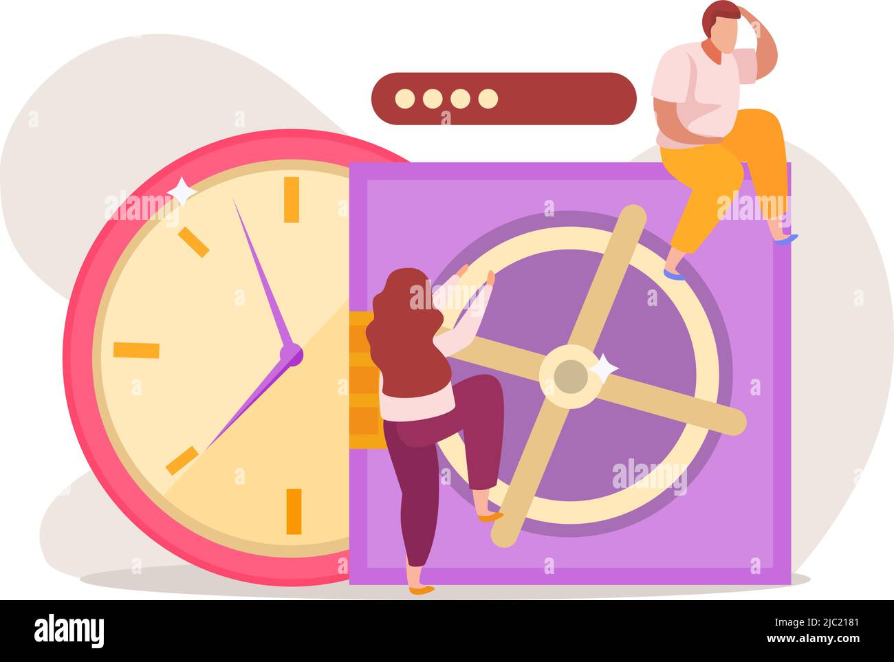 Quest game flat composition with doodle human characters gaming symbols ...