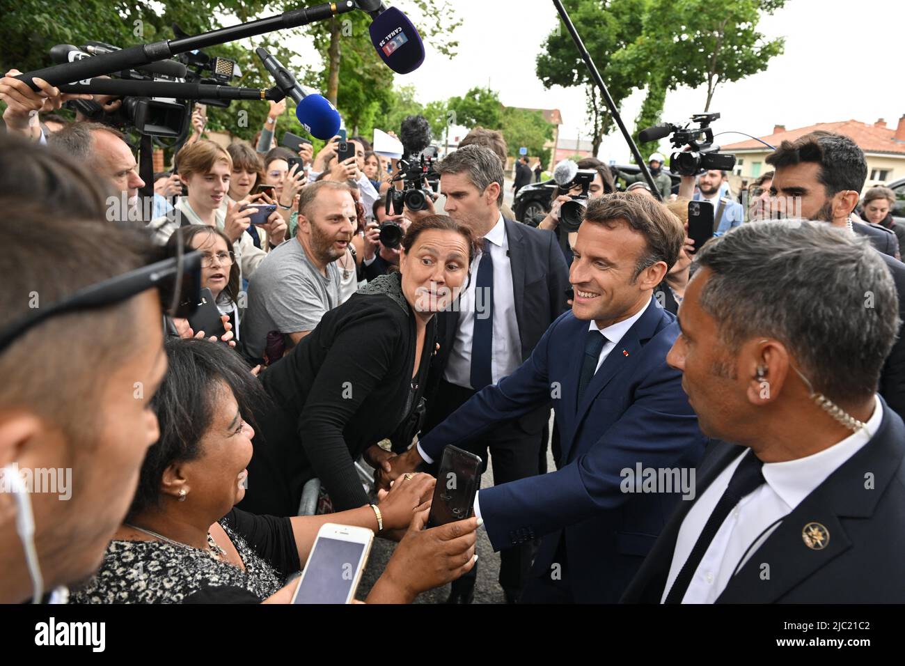 Emmanuel Macon - French President Emmanuel Macron visiting a brigade of ...