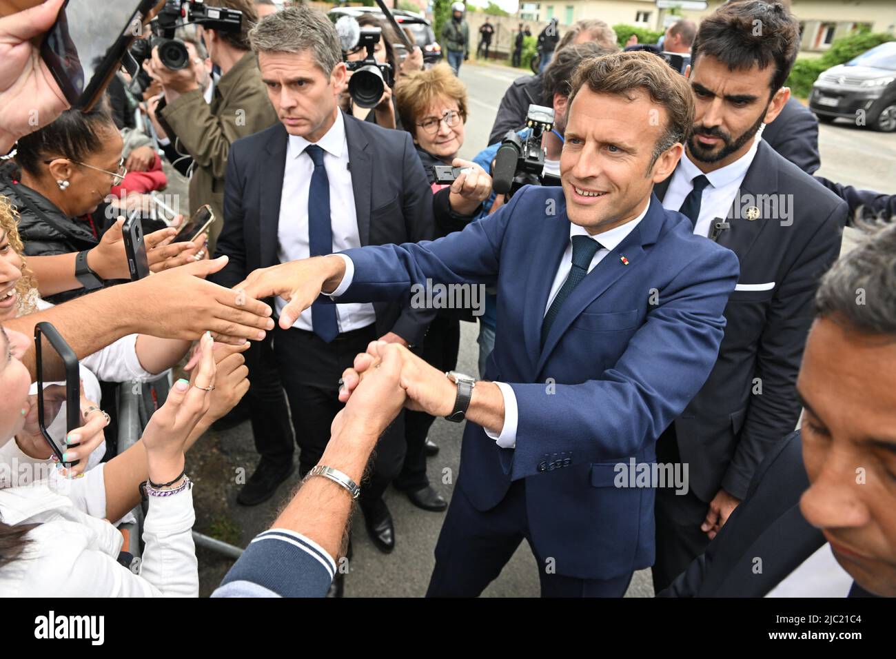 Emmanuel Macon - French President Emmanuel Macron visiting a brigade of ...