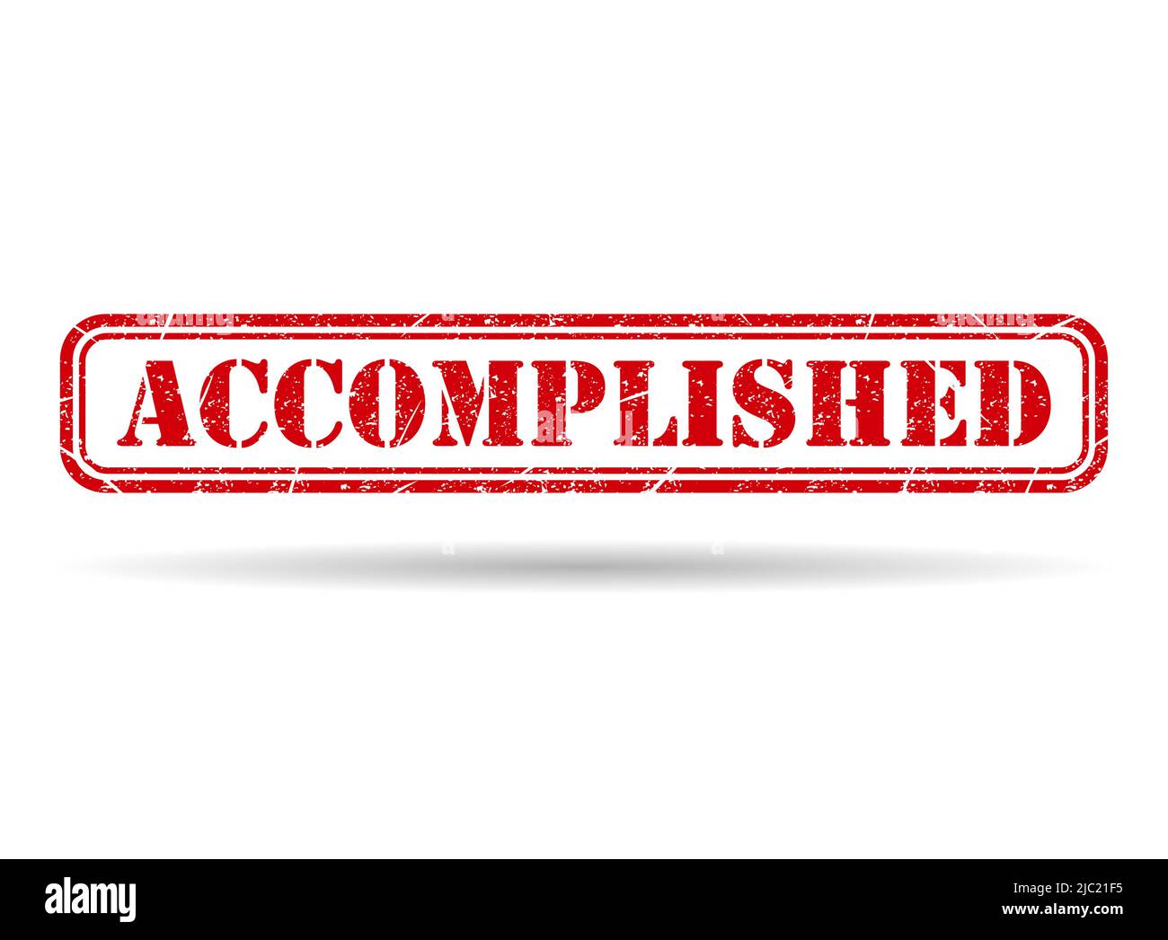 Accomplished stamp symbol shadow, label sticker sign button, text ...