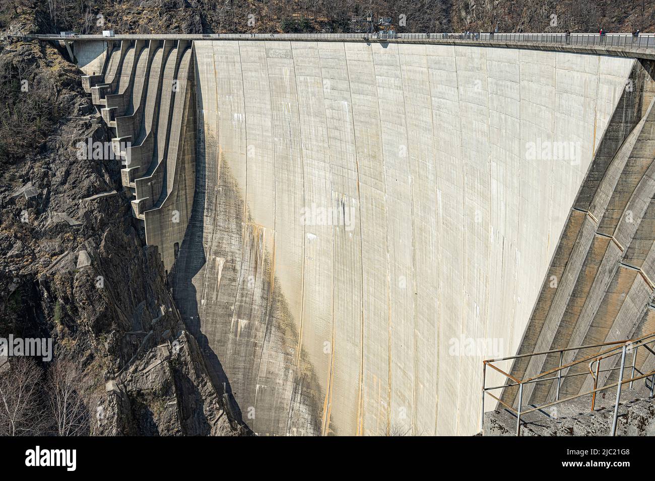 Concrete dam, in the Verzasca Valley, Canton Ticino, Switzerland Stock ...