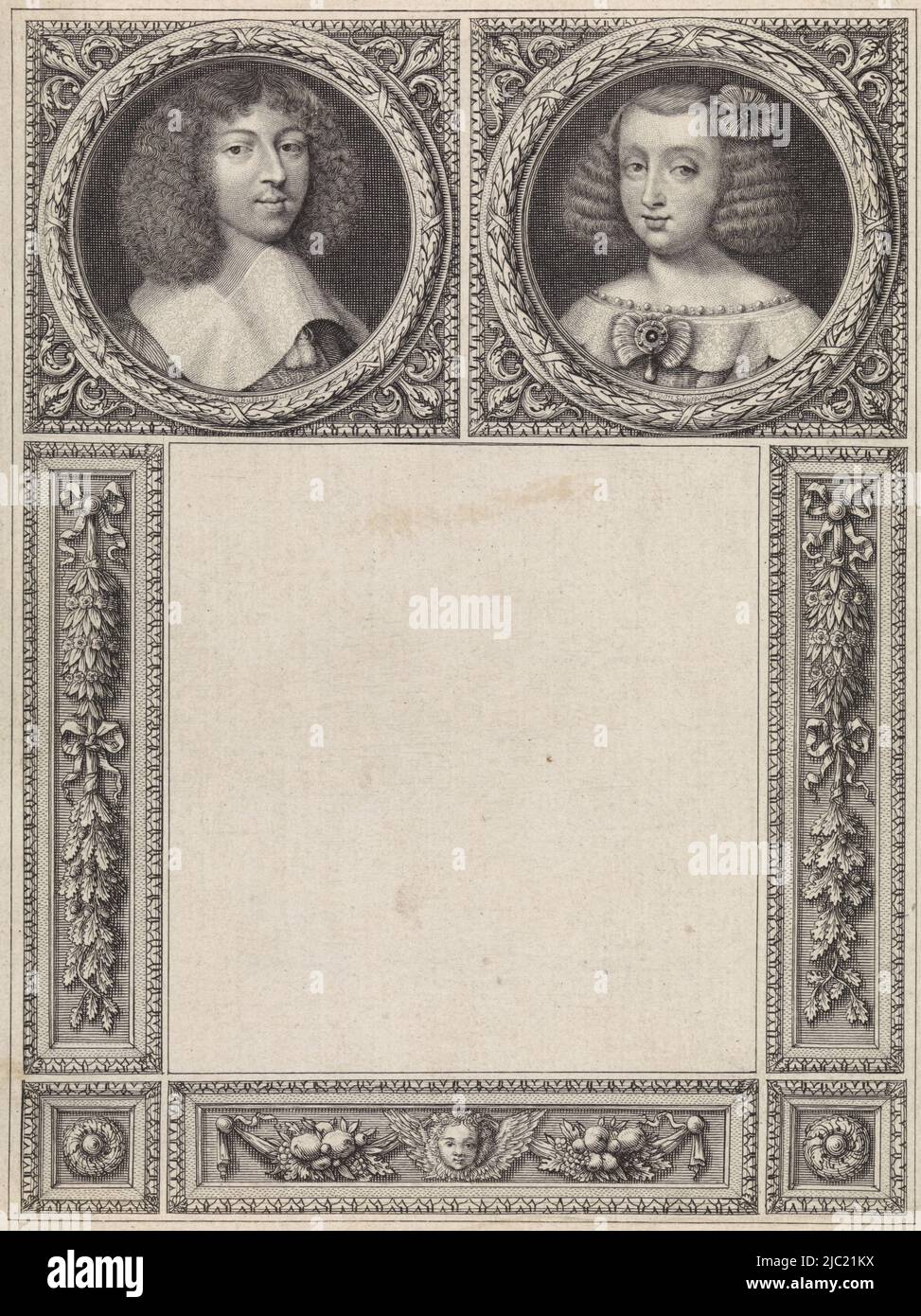 Two medallions with the portraits of Philip I, Duke of Orleans and his ...