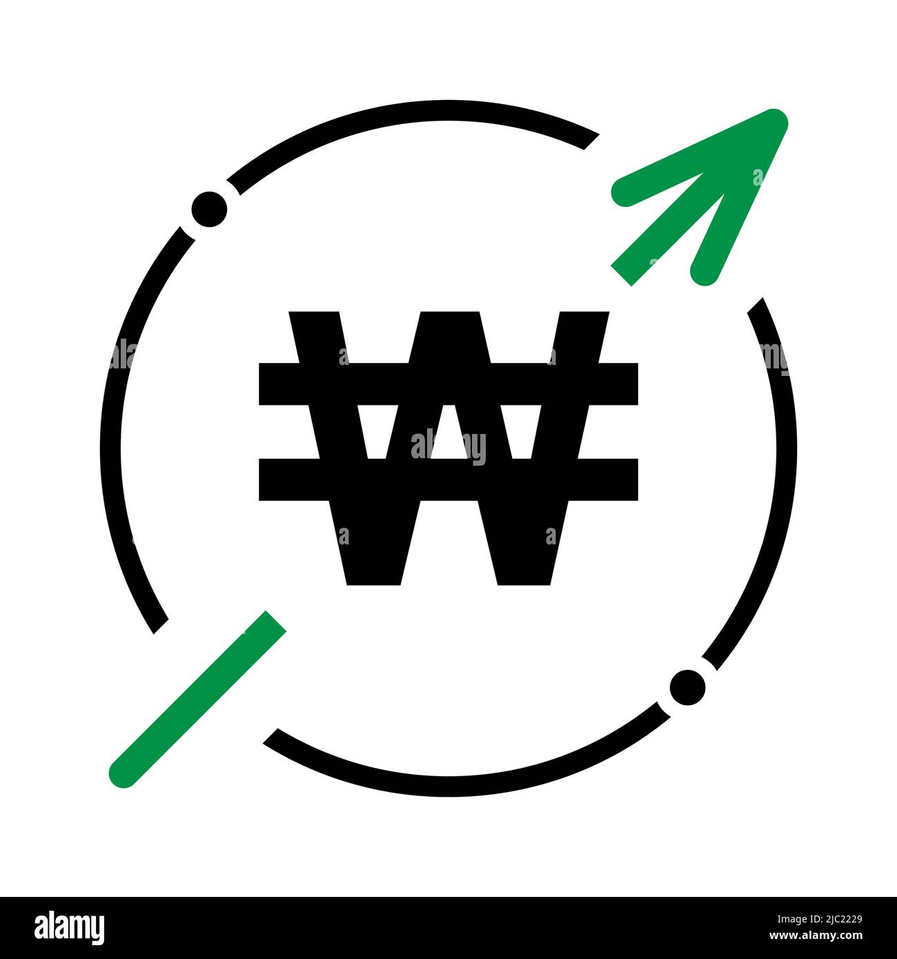 Cost symbol won increase icon. Income vector symbol isolated on ...