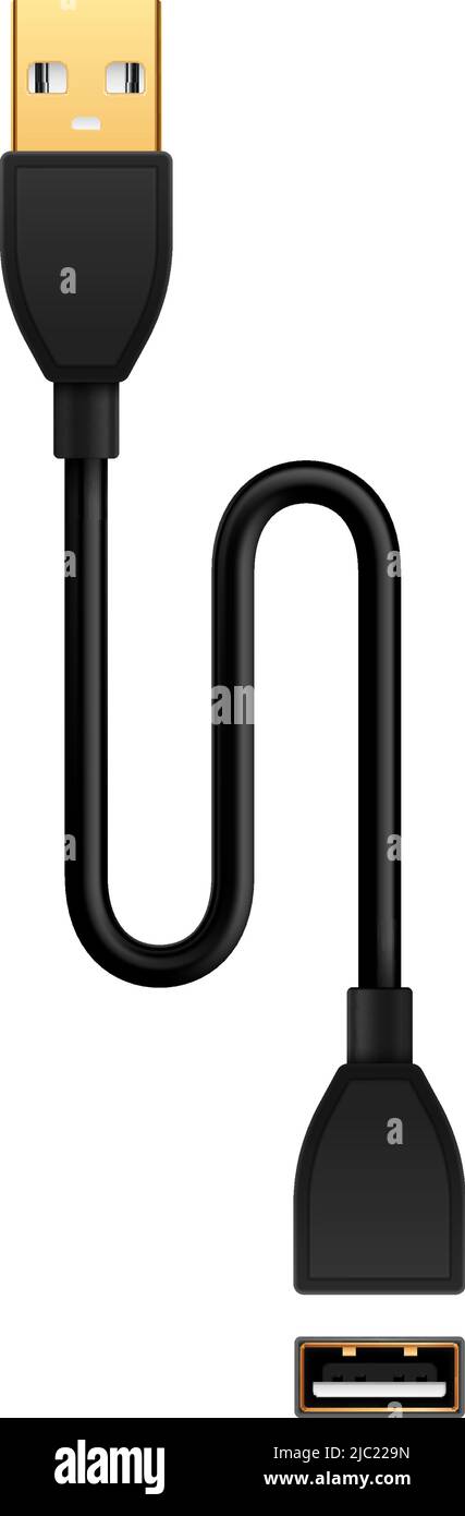 Composition with realistic image of usb extension cable for wired ...