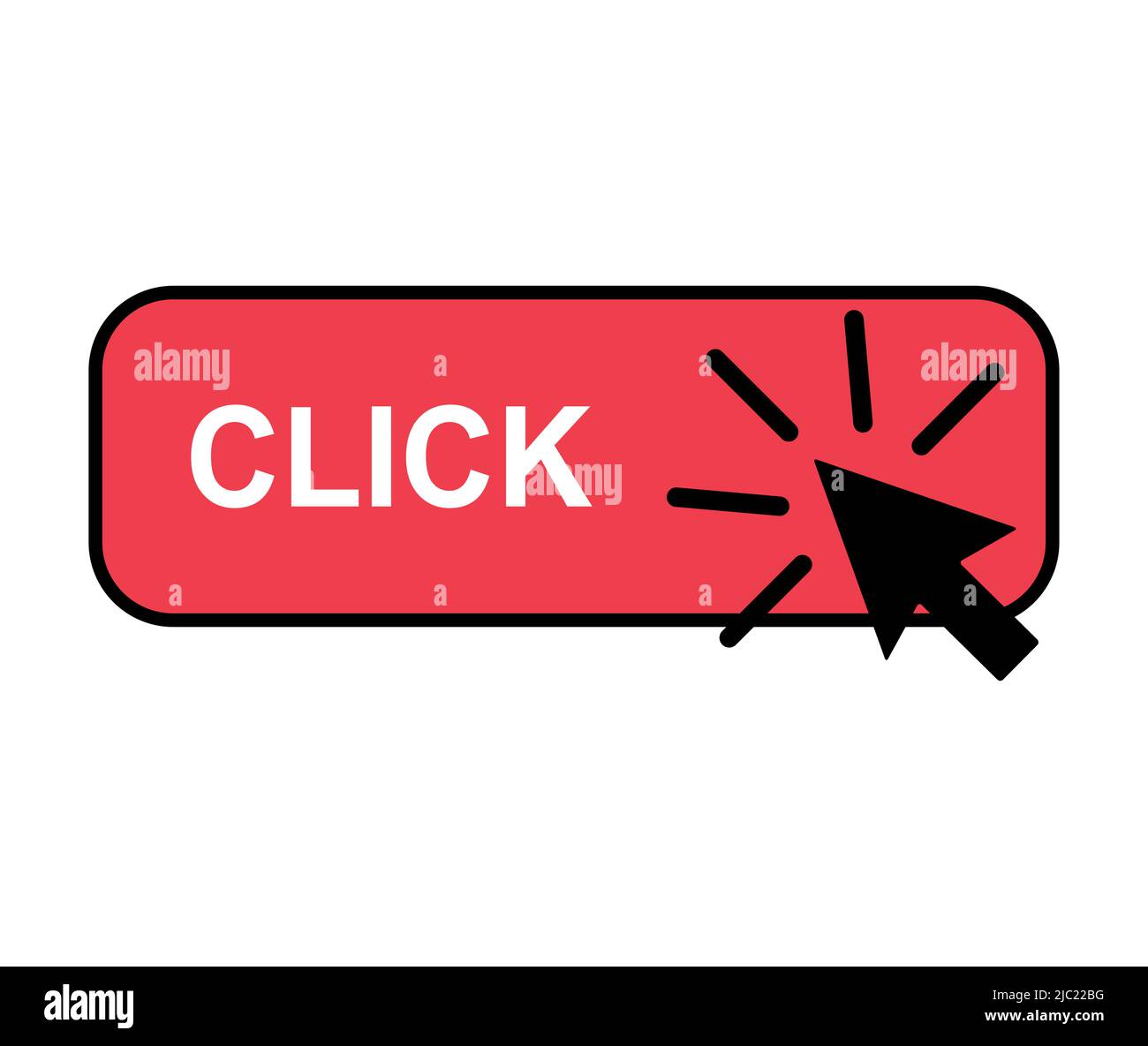 Click here web button, internet flat pointer design, press link vector ...