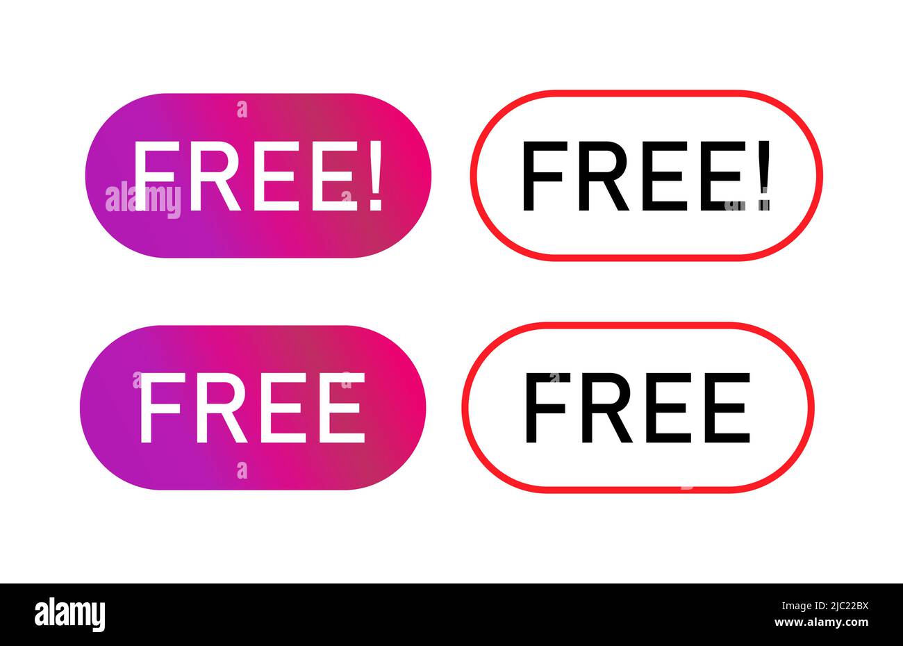 Set of Free web button sign, promotion design label icon, gratis ...