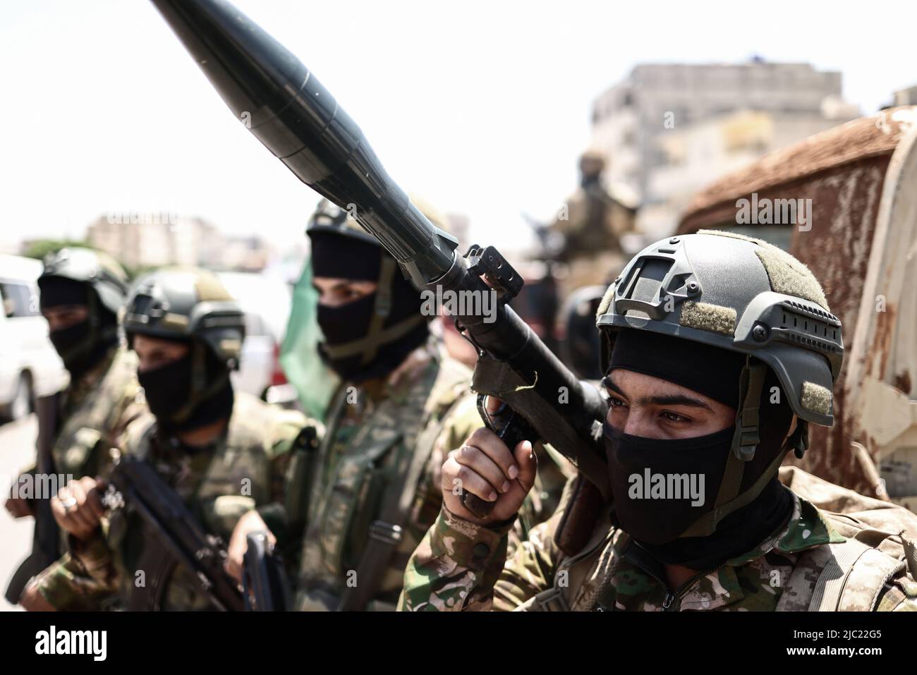 09 June 2022, Syria, A'zaz: A fighter of the Turkish-backed Syrian ...