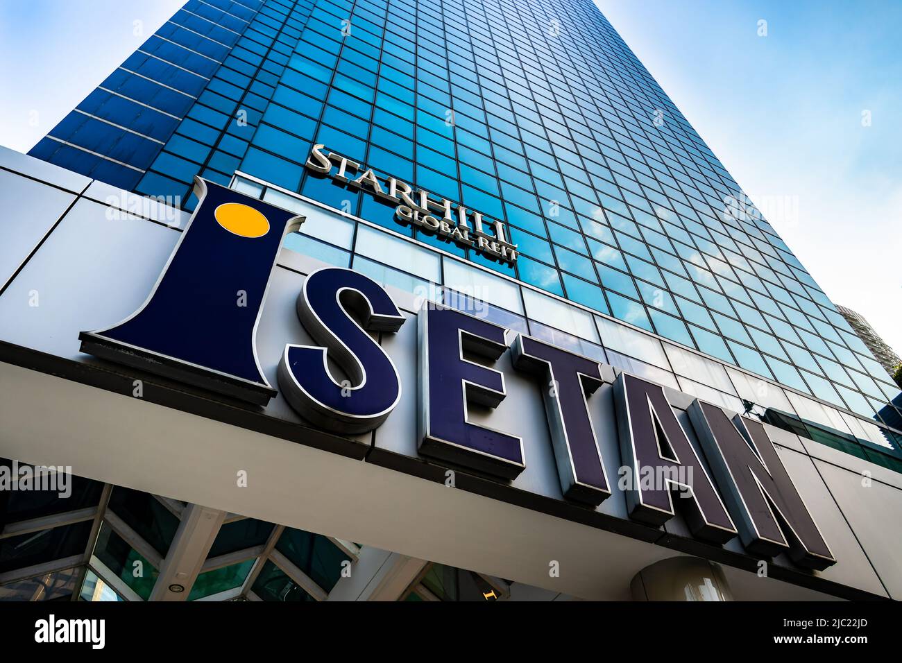 Big Isetan logo outside Wisma Atria Shopping Mall Stock Photo - Alamy