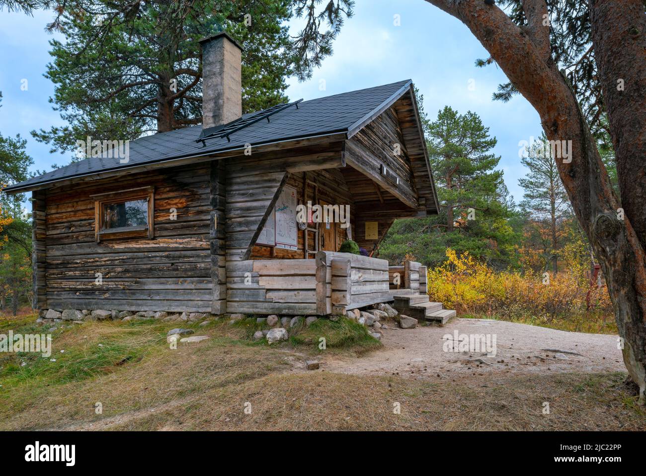 Hetta, Finland - 09.19.2021: Wooden Pyhakero Open Wilderness Hut on the ...