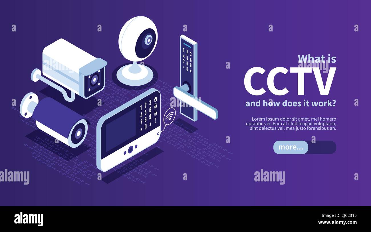 Isometric smart home horizontal banner with more button editable text ...