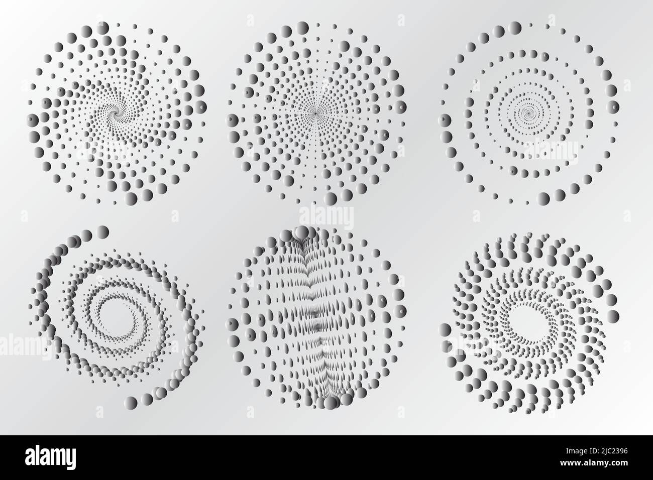 Set of spirals, Design elements, dotted abstract patterns. Spiral swirl ...