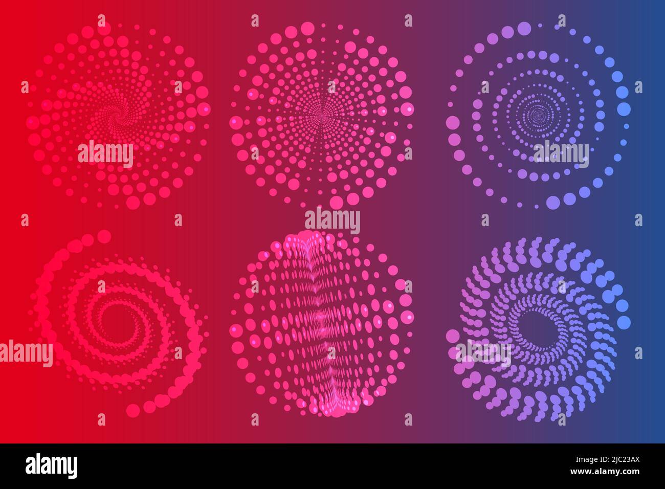 Set of spirals, Design elements, dotted abstract patterns. Spiral swirl ...