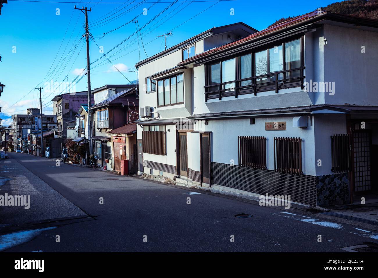 Beautiful View to the Wooden Japanese Styled Buildings in Yudanaka City ...