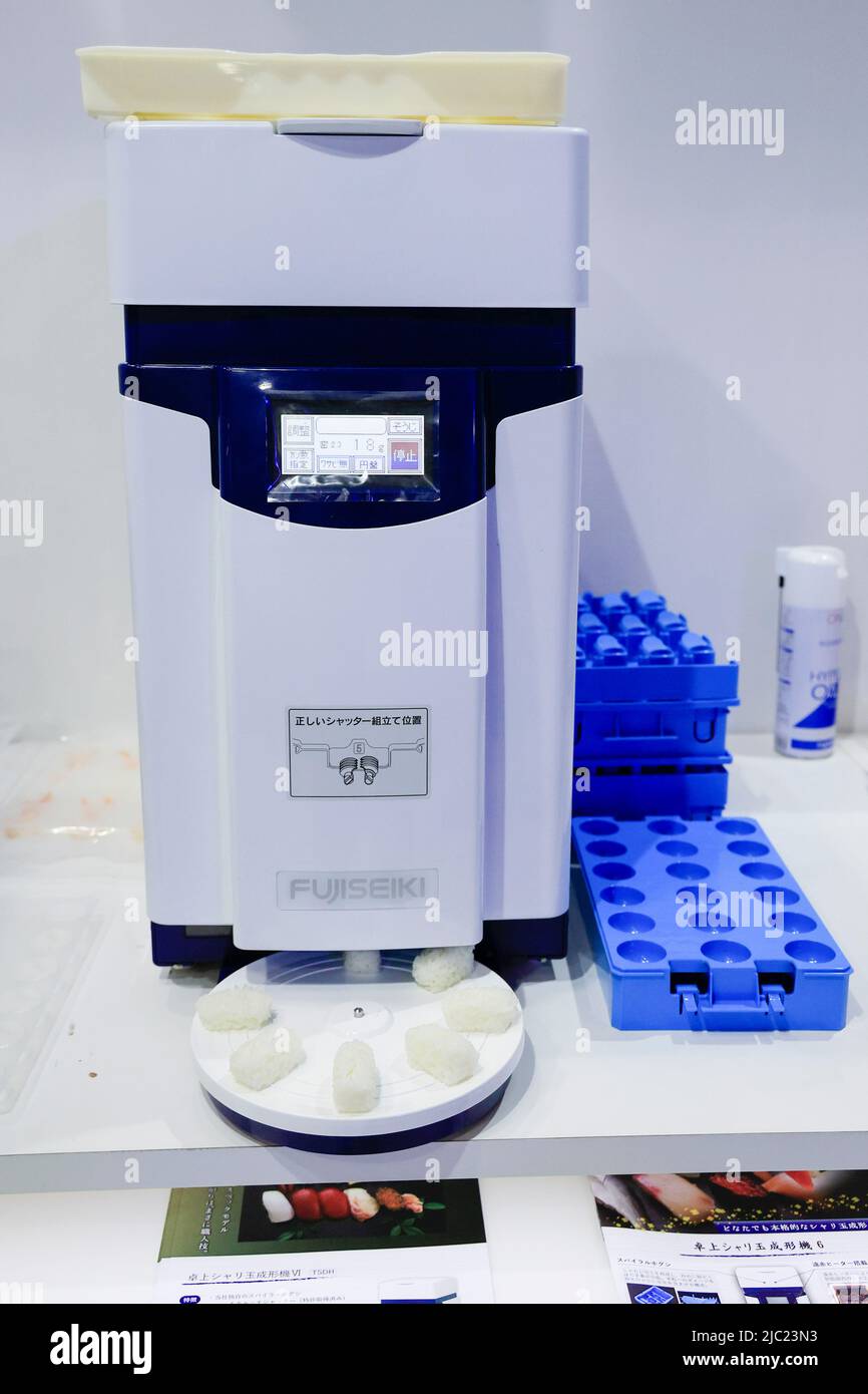 Tokyo, Japan. 9th June, 2022. A sushi maker machine on display during ...