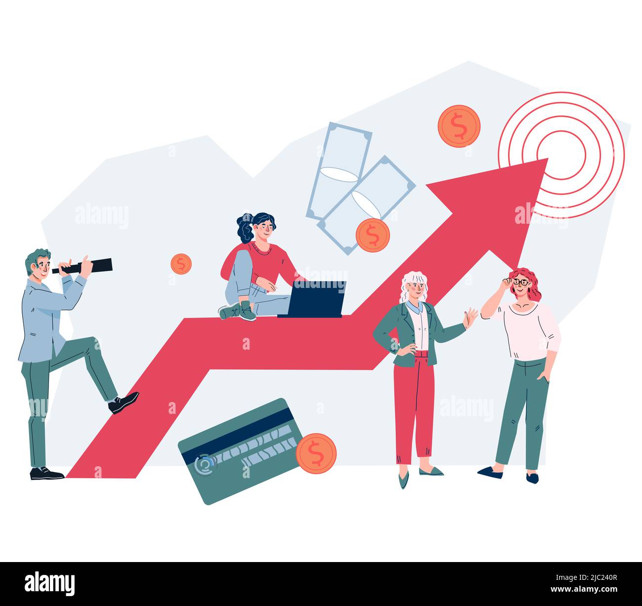 Business strategy and vision goals concept. Business people looking forward future achievements ...