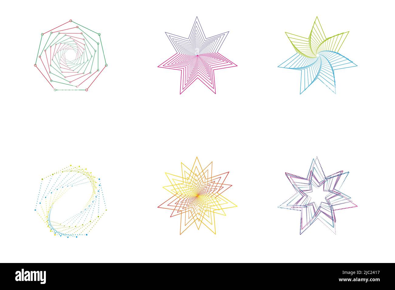 Set Of Spirals Stars Line Art Design Elements Line Abstract Patterns