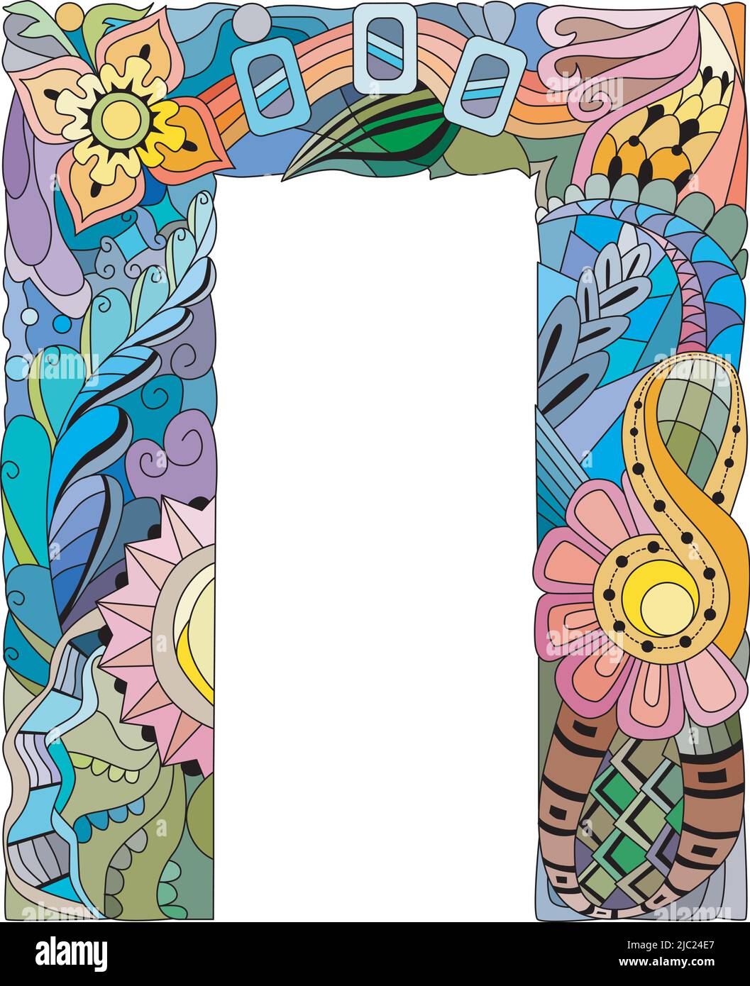 Hand-painted art design. Letter P cyrillic zentangle object for ...