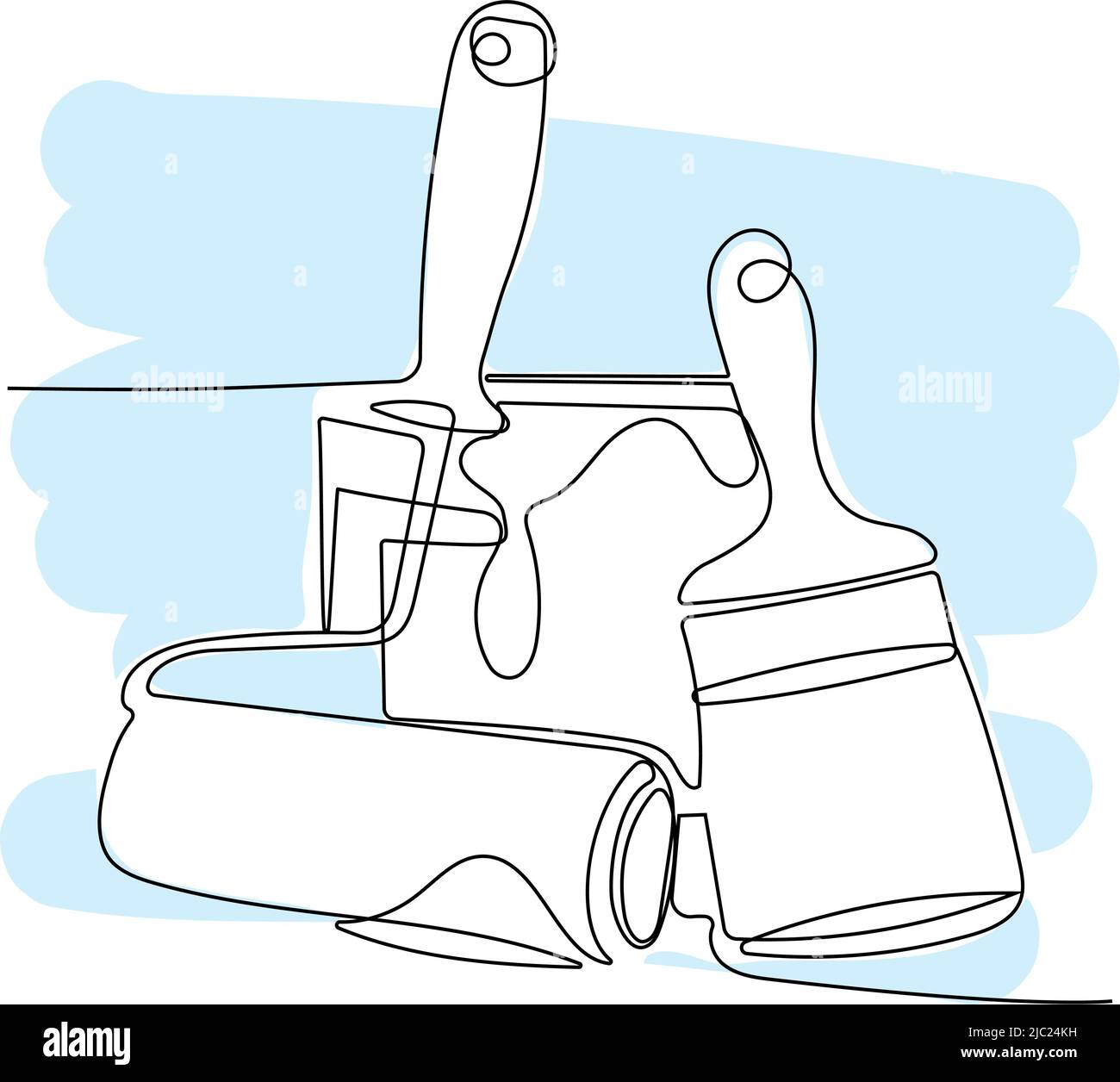 Continuous one line drawing of tools for builders Stock Vector Image ...