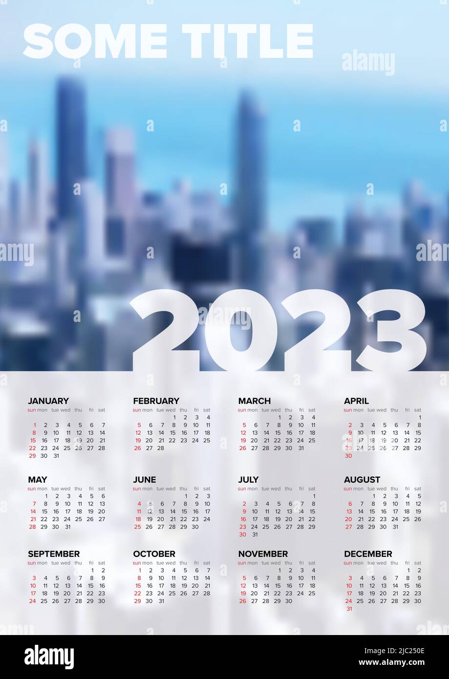 Vector white calendar layout template for the year 2023 (weeks strart ...