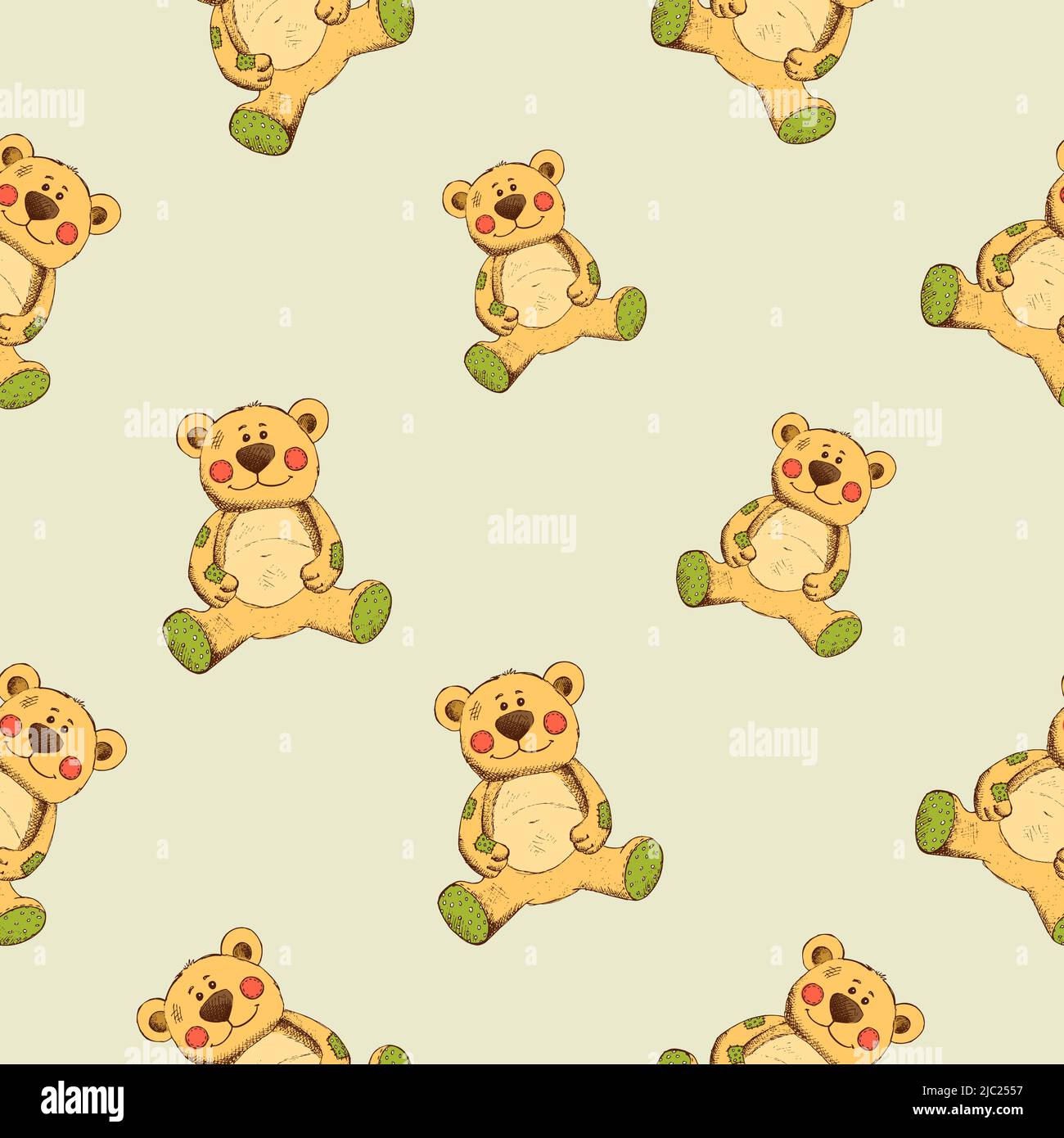 Seamless pattern with teddy. Bear toy background animal. Vector ...
