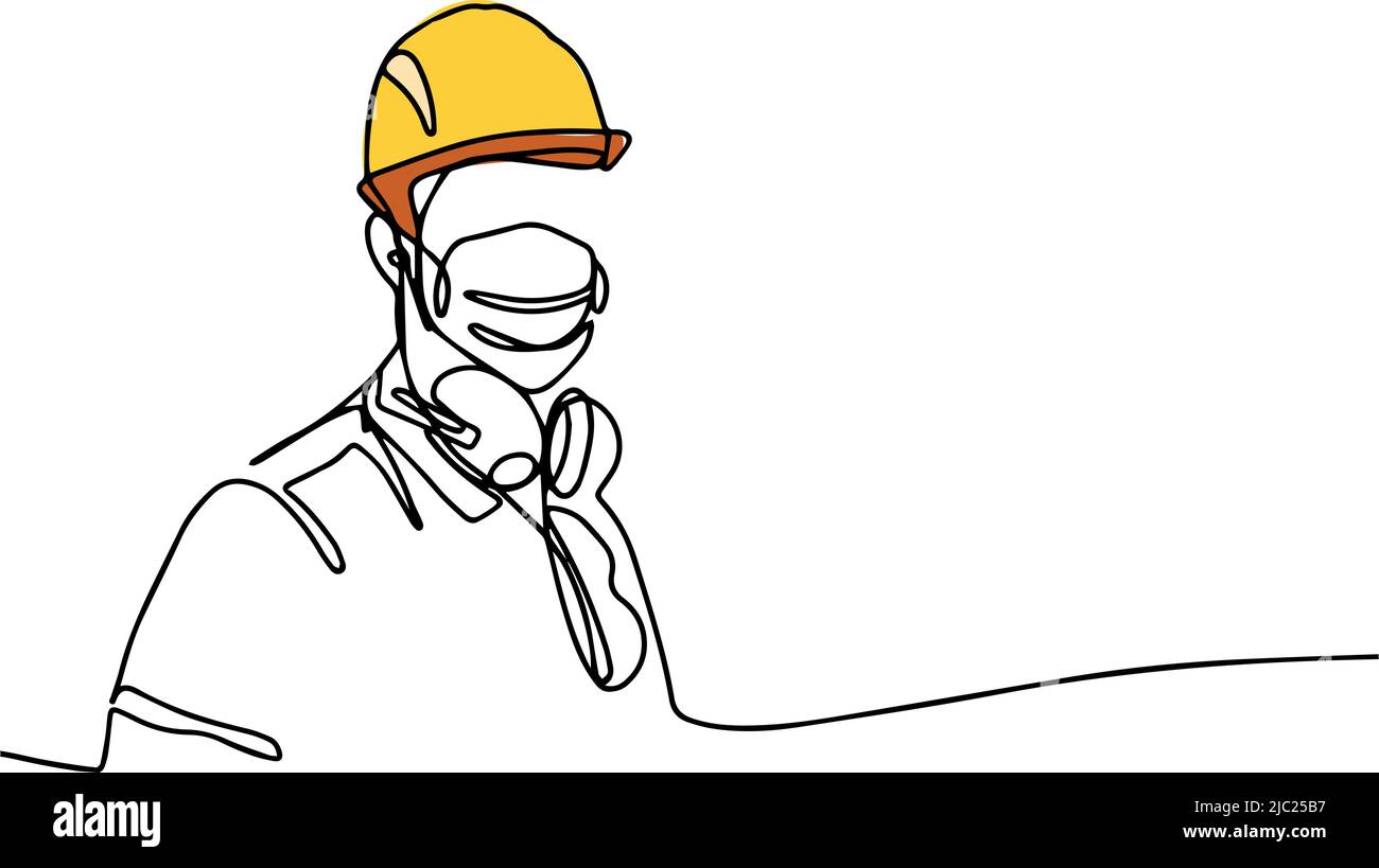 Continuous one line drawing of Industry engineer Stock Vector Image ...