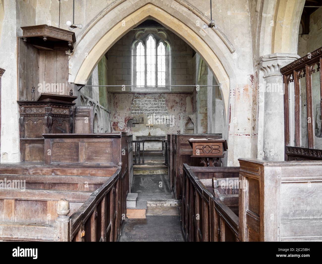 Interior shot of St. John The Baptist church at Inglesham, Wiltshire ...