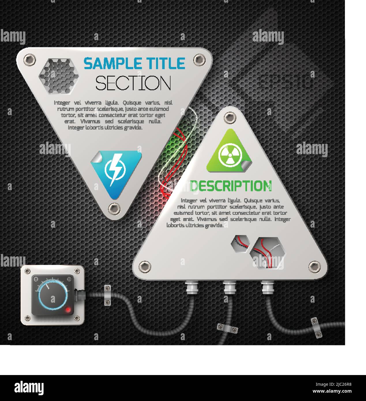 Abstract technology background poster with different signes and words ...