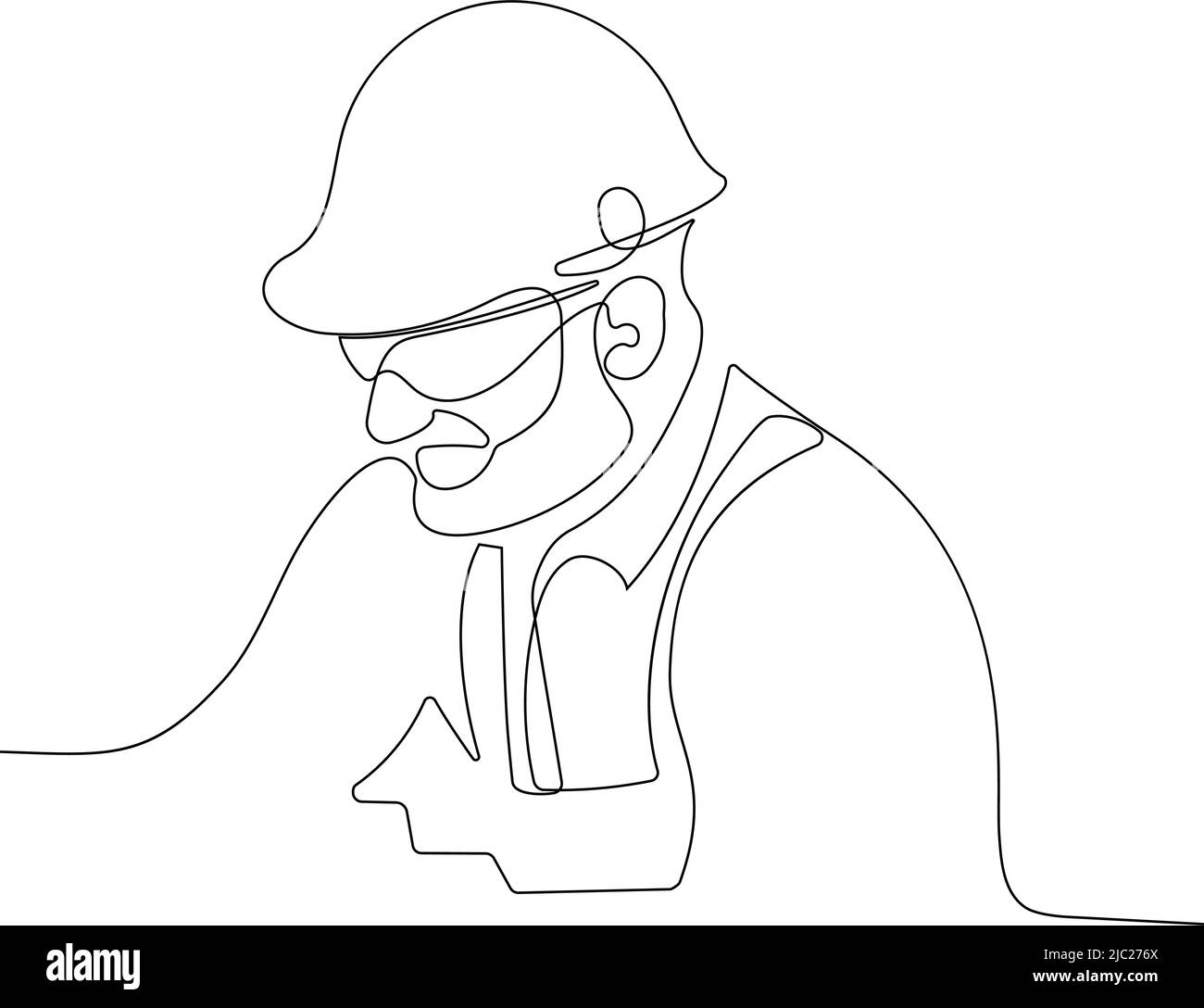 Continuous one line drawing ofengineer wearing uniform and safety ...