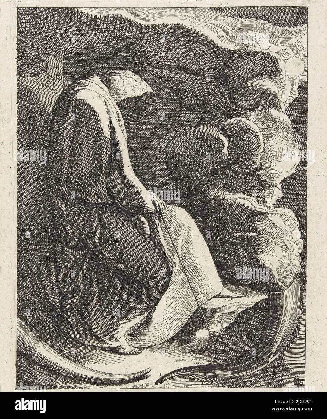 Sleep in the guise of a sleeping figure in a cloak with poppies on the ...