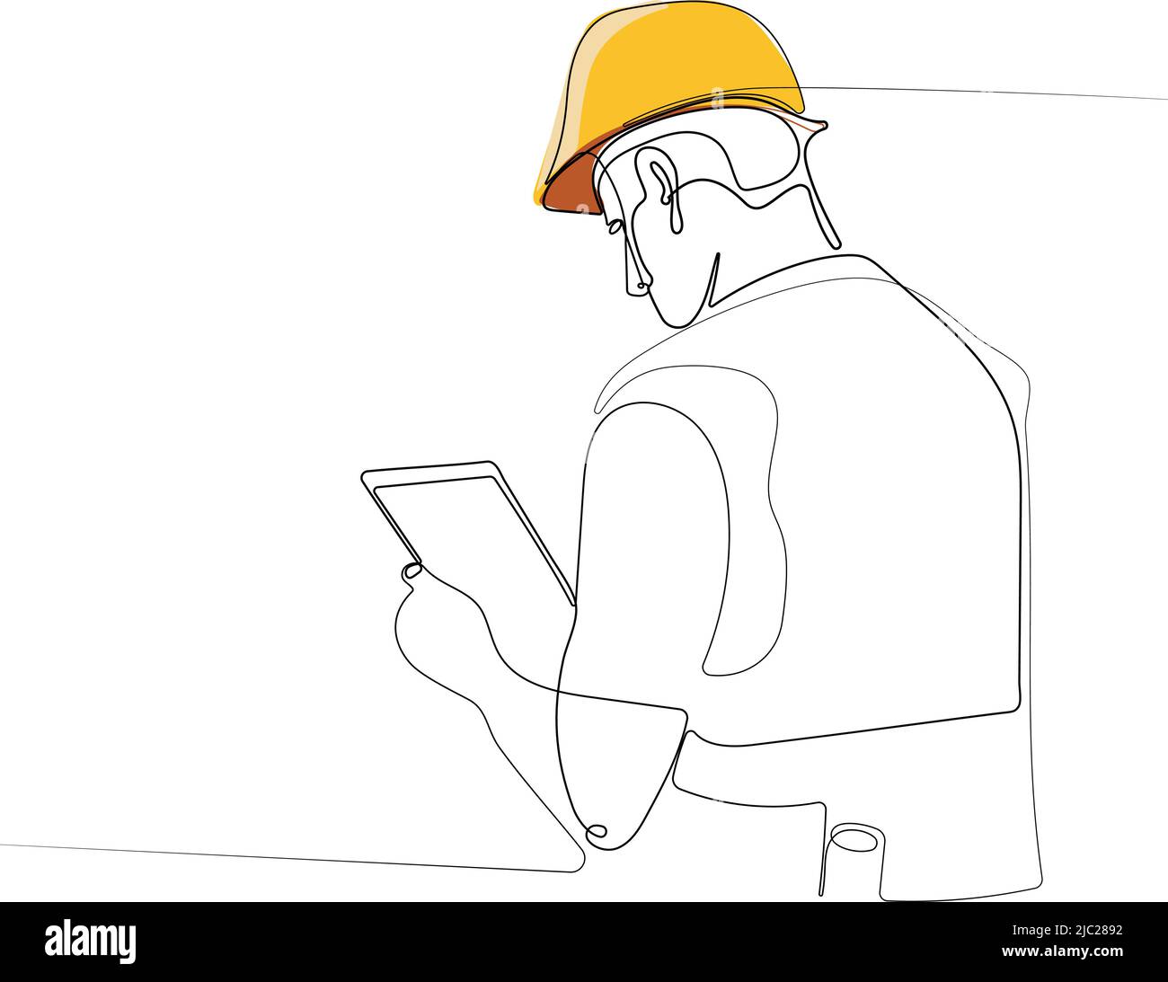 Continuous one line drawing ofengineer wearing uniform and safety ...