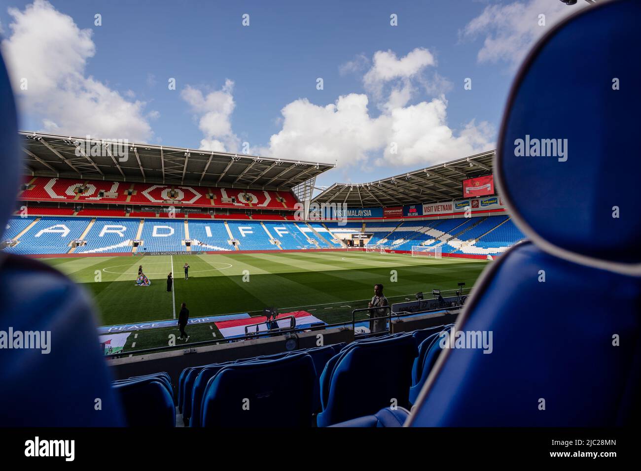 CARDIFF, WALES - 08 JUNE 2022: Cardiff City Stadium prepares for the ...