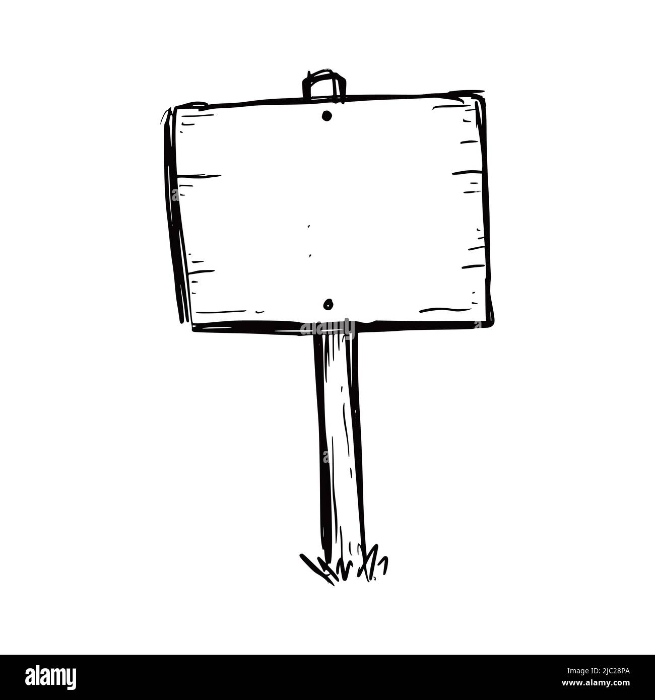 Sketch direction sign. Hand drawn doodle style. Wooden signpost. Vector ...