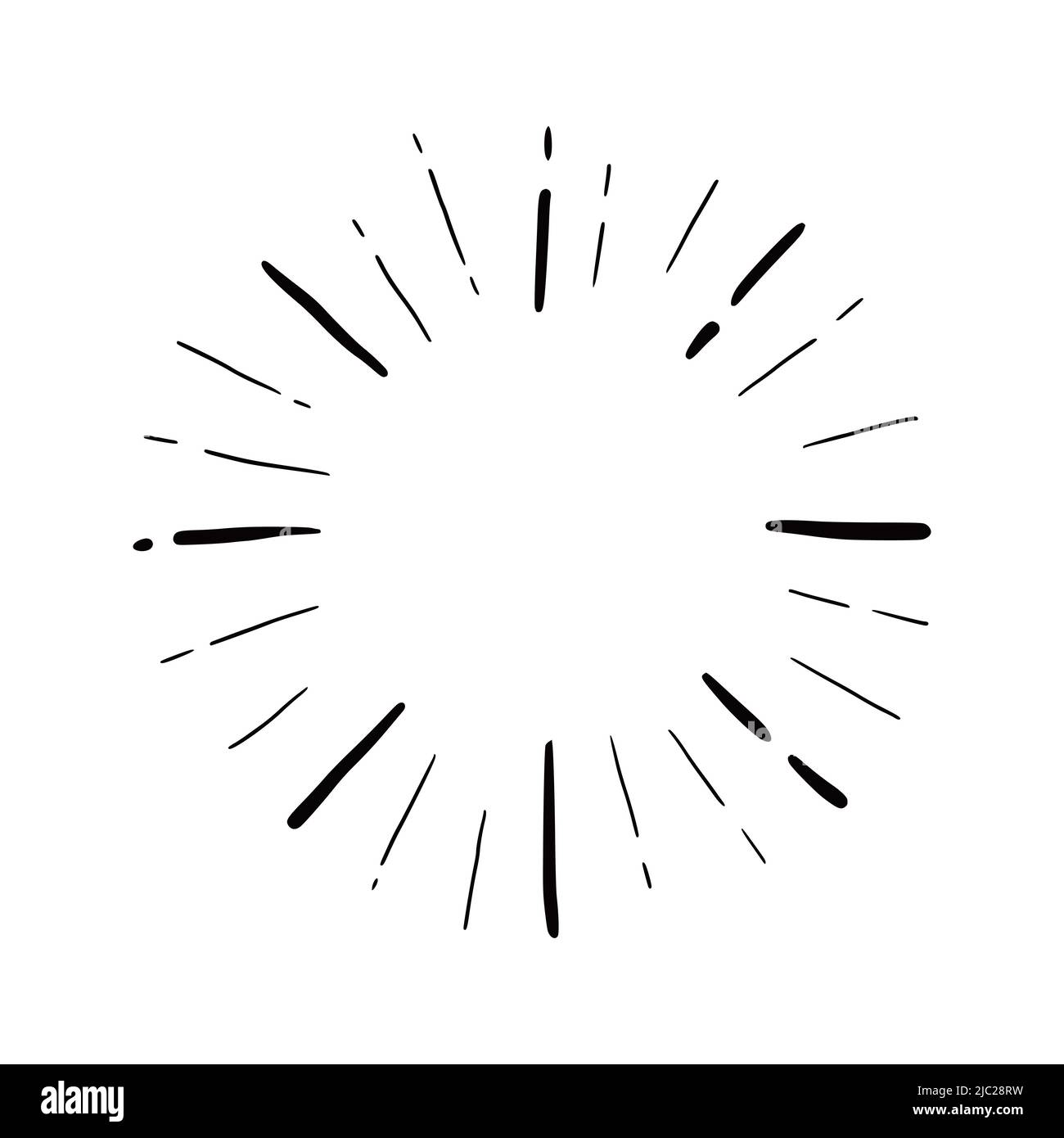 Hand drawn sunburst shine ray and sparkle element. Doodle sketch style ...