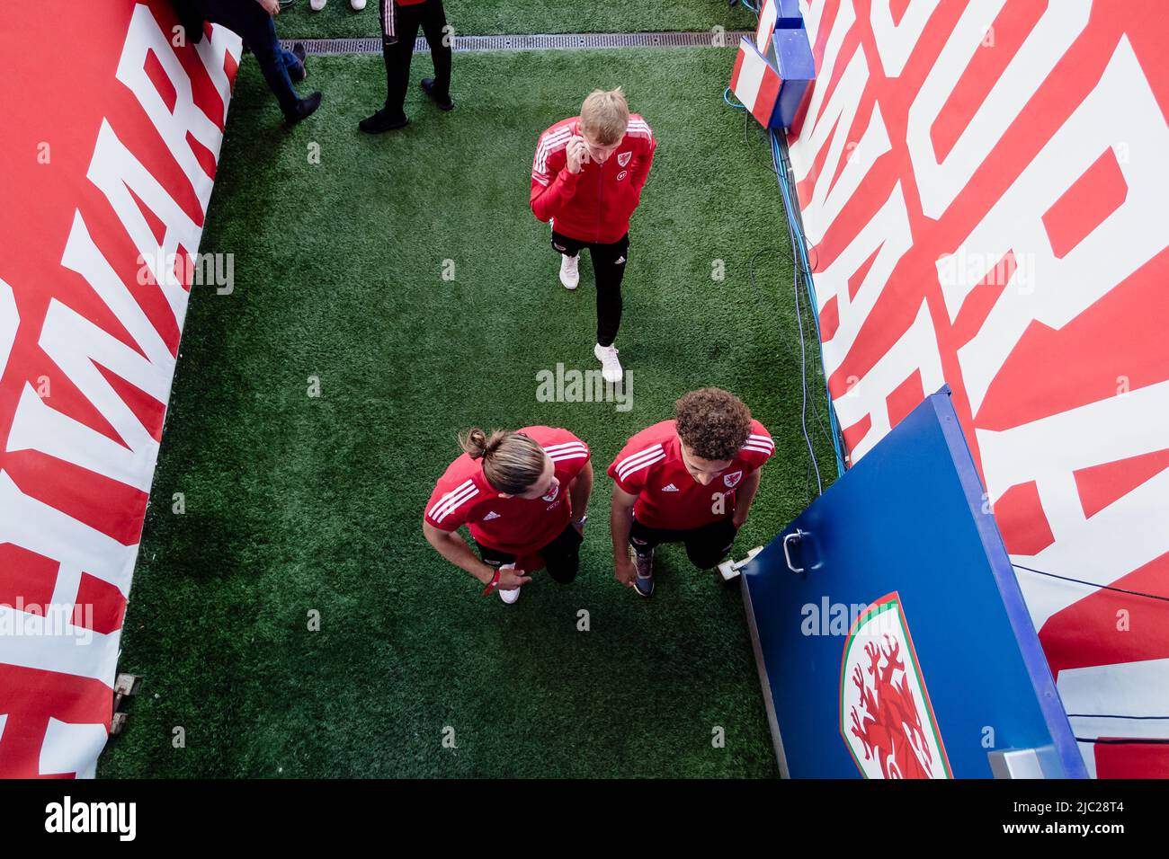 CARDIFF, WALES - 08 JUNE 2022: Wales' Matthew Smith, Wales' Wes Burns ...