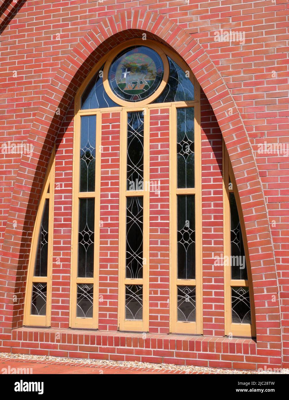 Window of a little chapel in the public cemetery Stock Photo - Alamy