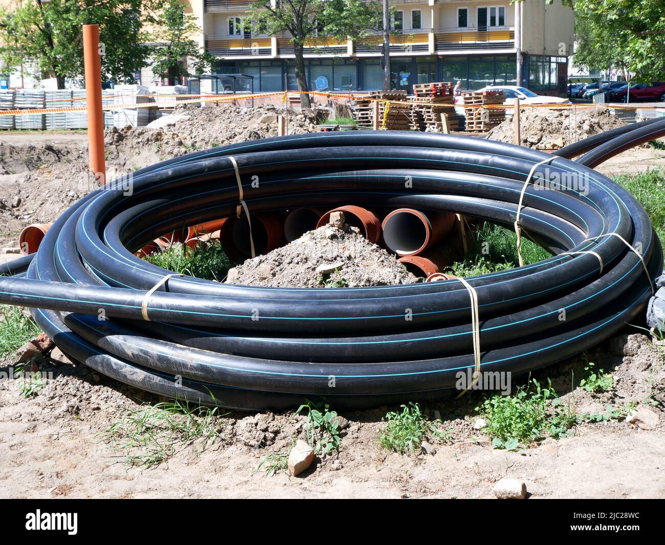 Large cables at the construction site Stock Photo - Alamy