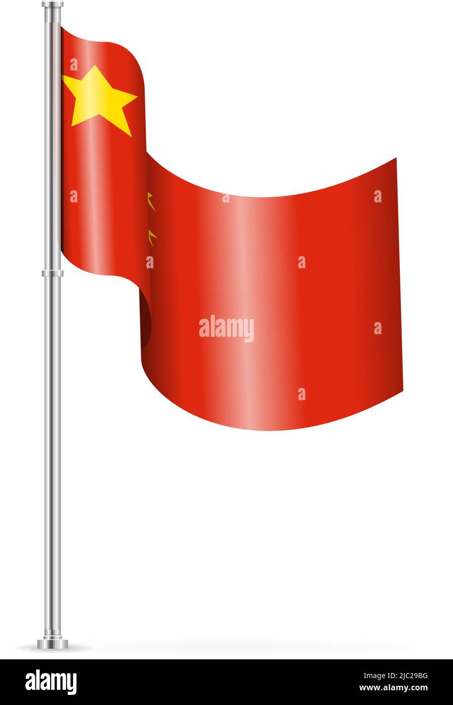 Wavy flag of China on a white background. Vector illustration Stock ...