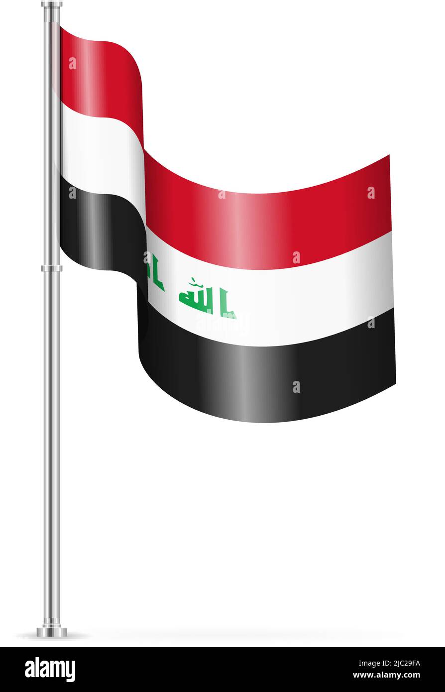 Wavy flag of Iraq on a white background. Vector illustration Stock ...
