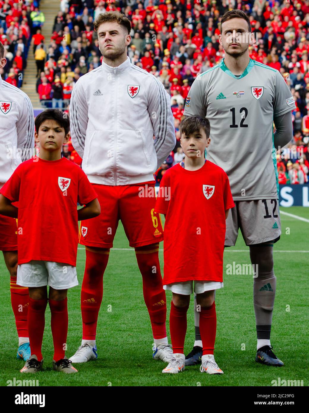 CARDIFF, WALES - 08 JUNE 2022: Wales' Ben Davies, Wales' Rhys ...