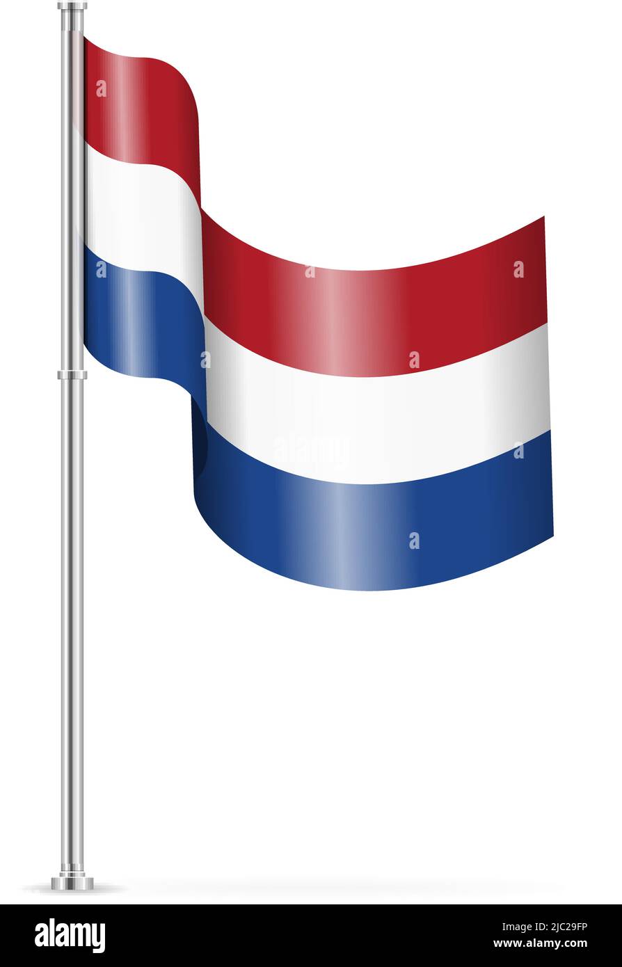 Wavy flag of Netherlands on a white background. Vector illustration ...